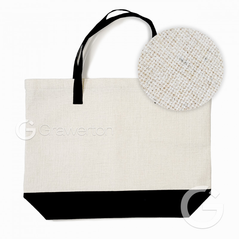 Torba do nadruku płócienna z czarnymi detalami VANILLA SPLIT | GRAWERTON